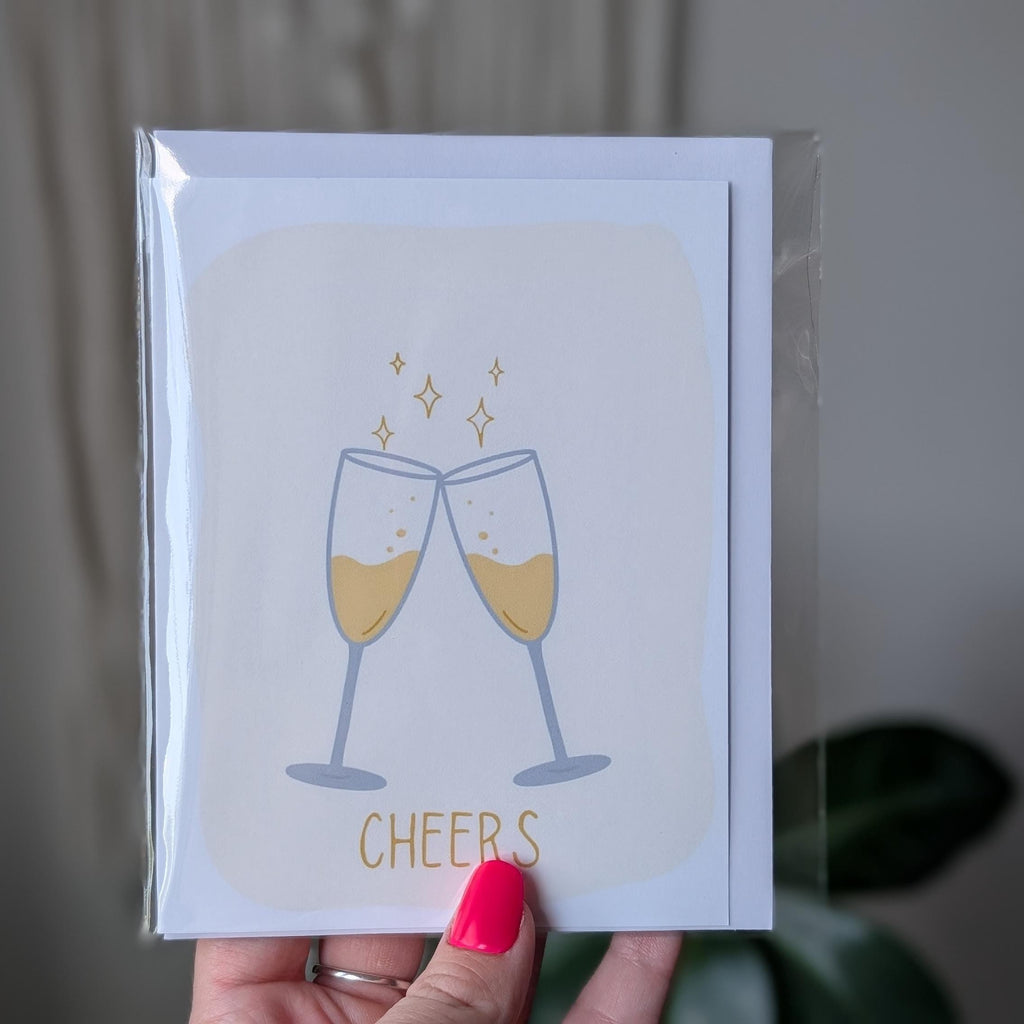 Cheers Greeting Card, Champagne Glasses Celebration Card, Minimilast H ...